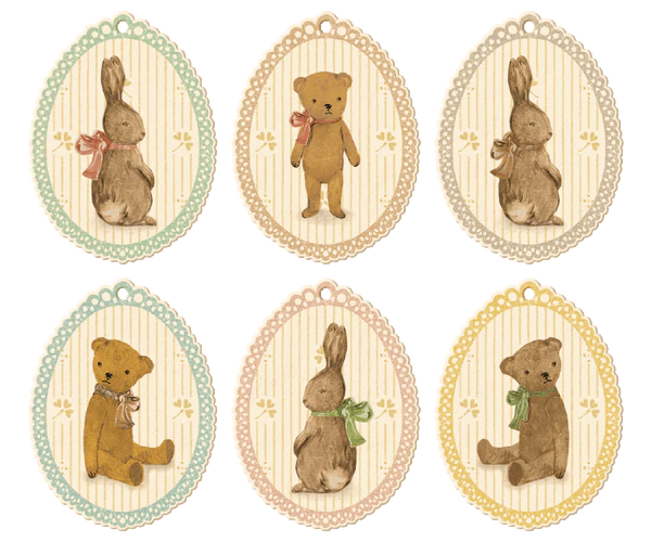 Gift tags, Bunnies and Teddies set om 12st – Maileg
