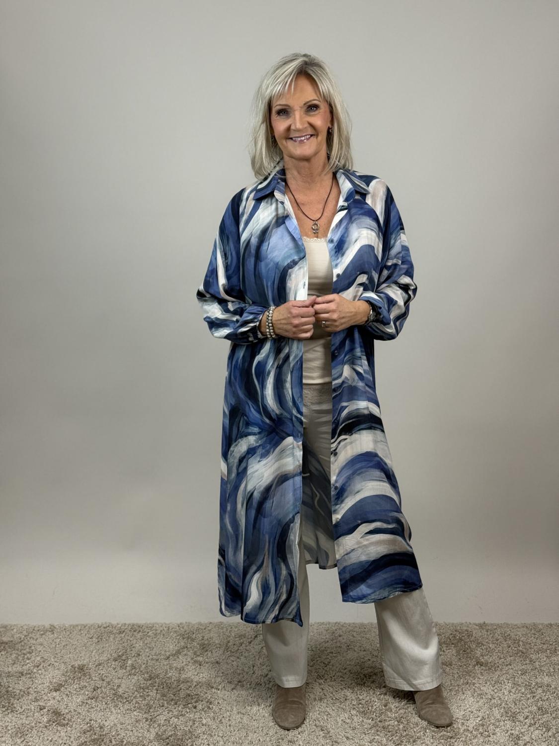 Klänning, Böljande mönster i blått / vitt, Mallan - Mix by Heart KOMMER ...