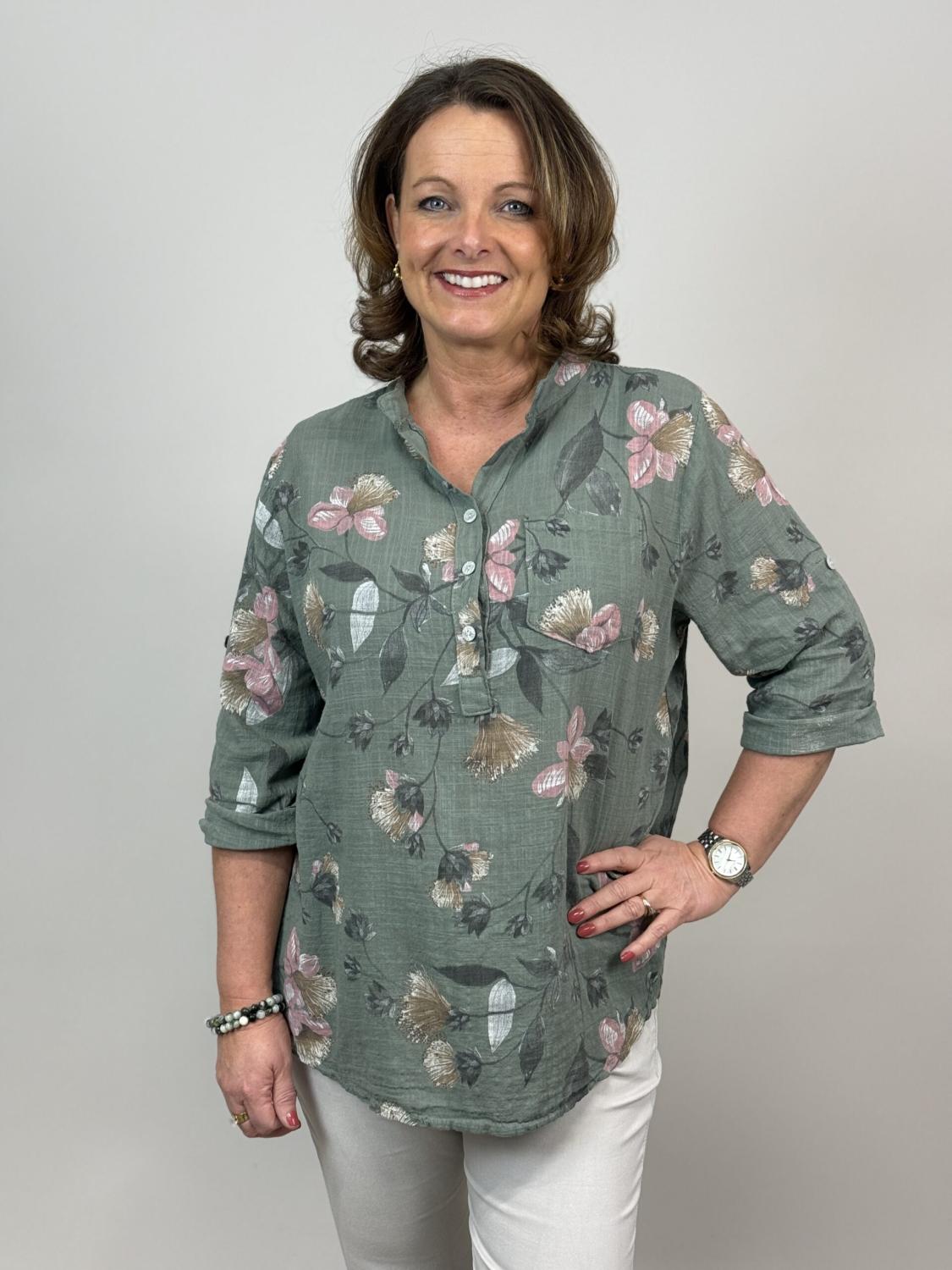 Blus Blommig, Army Sandra - Mix by Heart