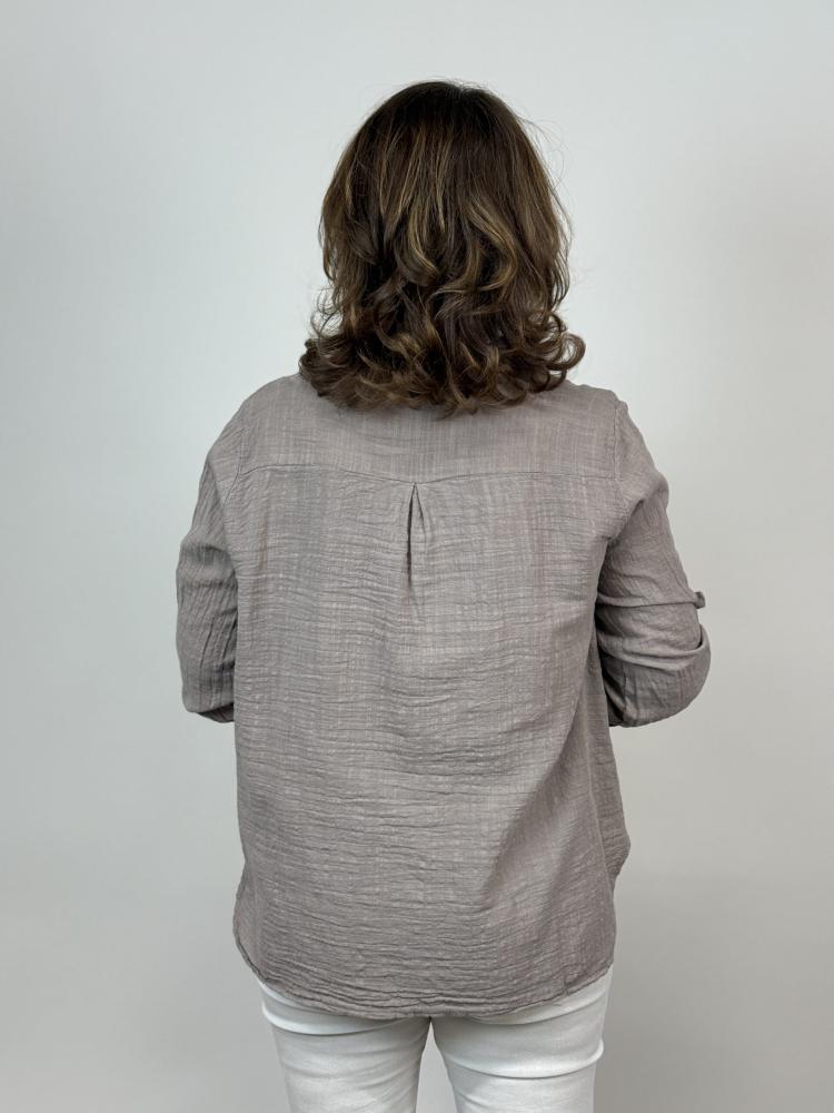 Blus med brodyr, Like Linen, Taupe Kelly - Mix by Heart KOMMER SNART!