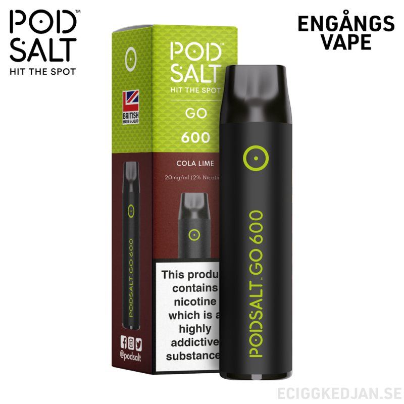 Cola Lime - Pod Salt GO 600 Engångs Vape | Eciggkedjan.se