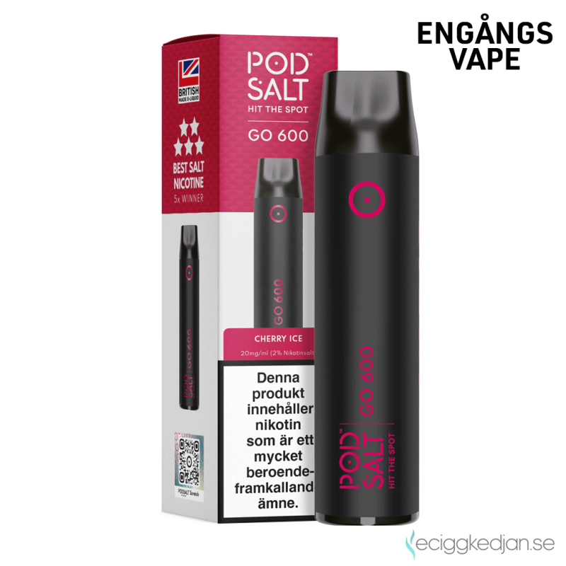 Pod Salt GO 600 - Cherry Ice Engångs Vape | Engångs e-cigg