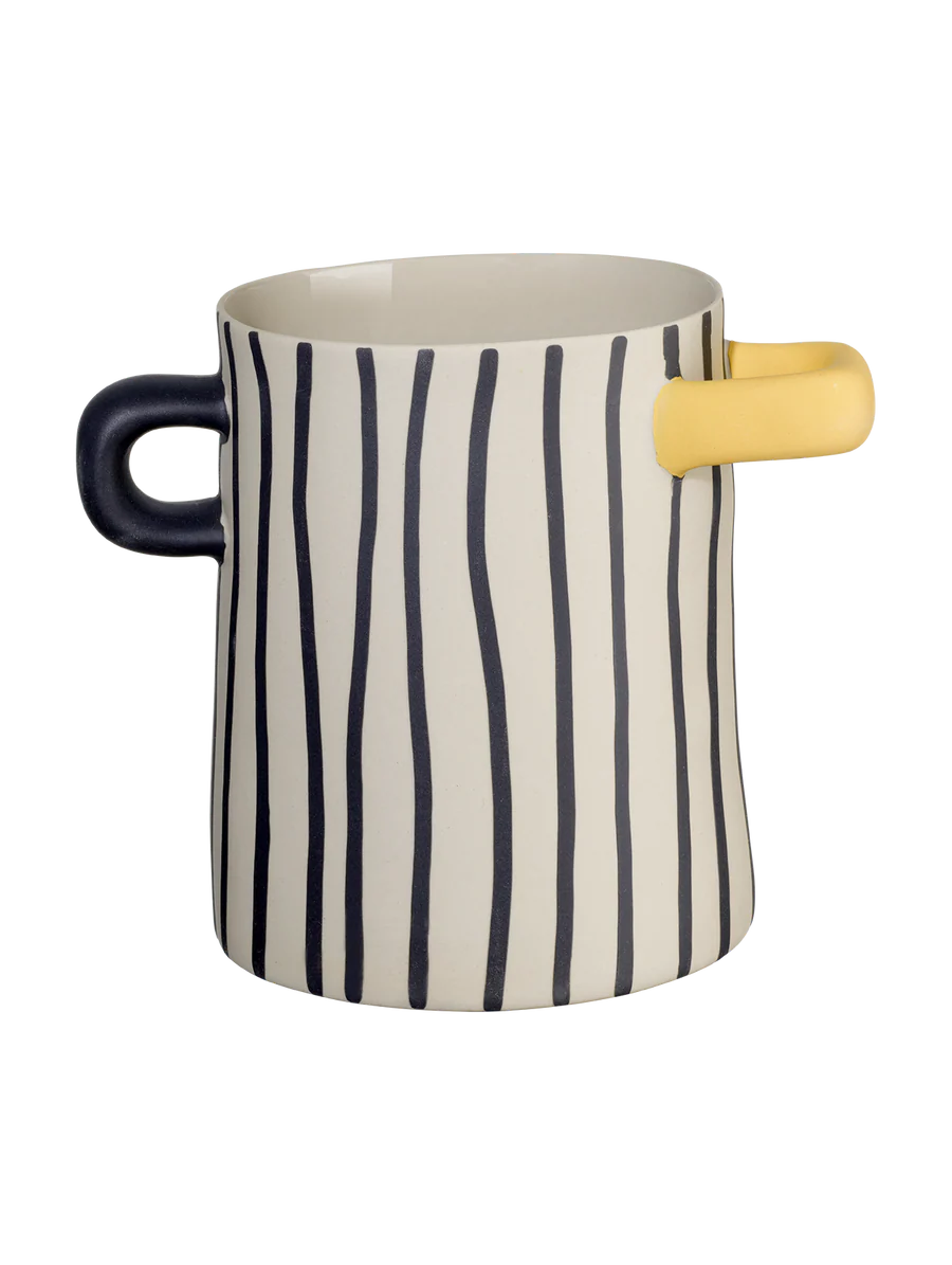 Narrow striped wide vase