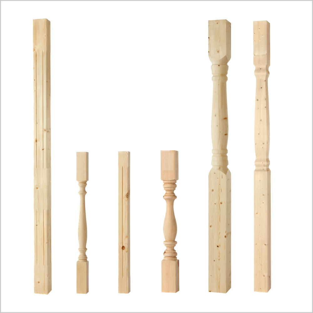 Staketstolpar i gammal stil - Svarvade & raka, med allmoge för utomhusbruk.