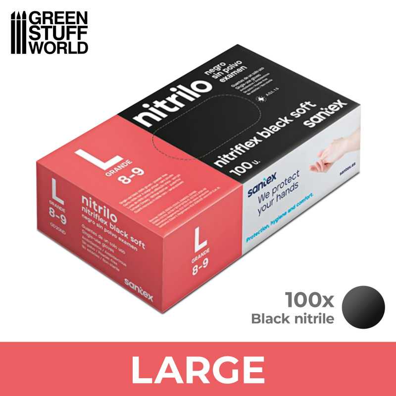 Black Nitrile Gloves - Large