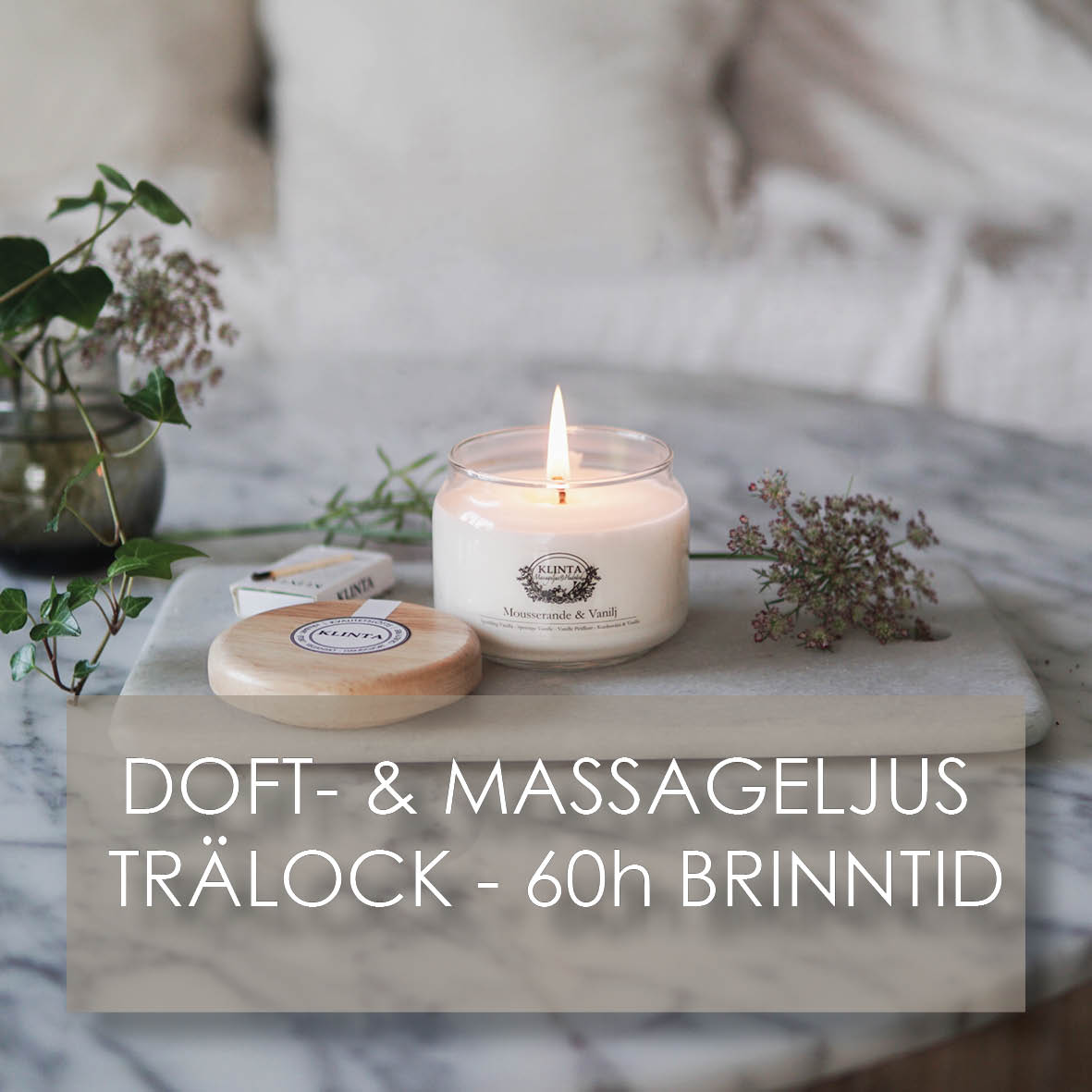 Doft- & Massageljus Trälock 60h