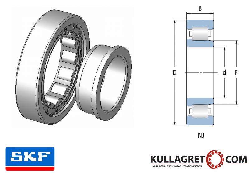 NJ 304 ECP C3 Cylindriskt Rullager SKF / FAG