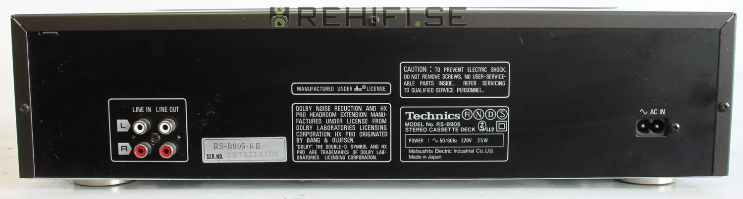 Technics RS-B905 begagnat kassettdäck från Rehifi