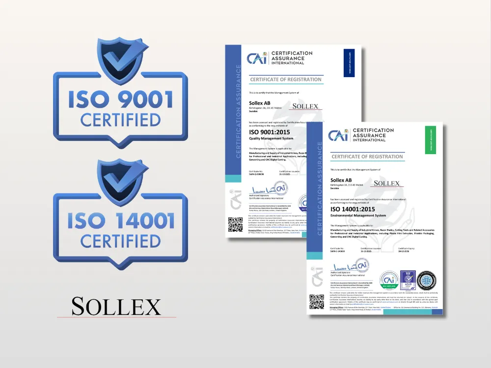 Sollex AB Certified to ISO 9001 & ISO 14001 [ Press Release ]
