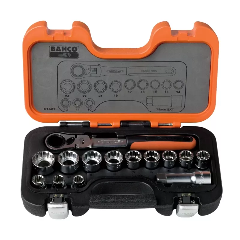 Socket Wrench Set Through Sockets 14 Parts, Bahco
