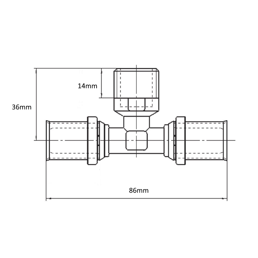 LK PressPex T-Kobling Udvendig Gevind Afgrening AX20xR15