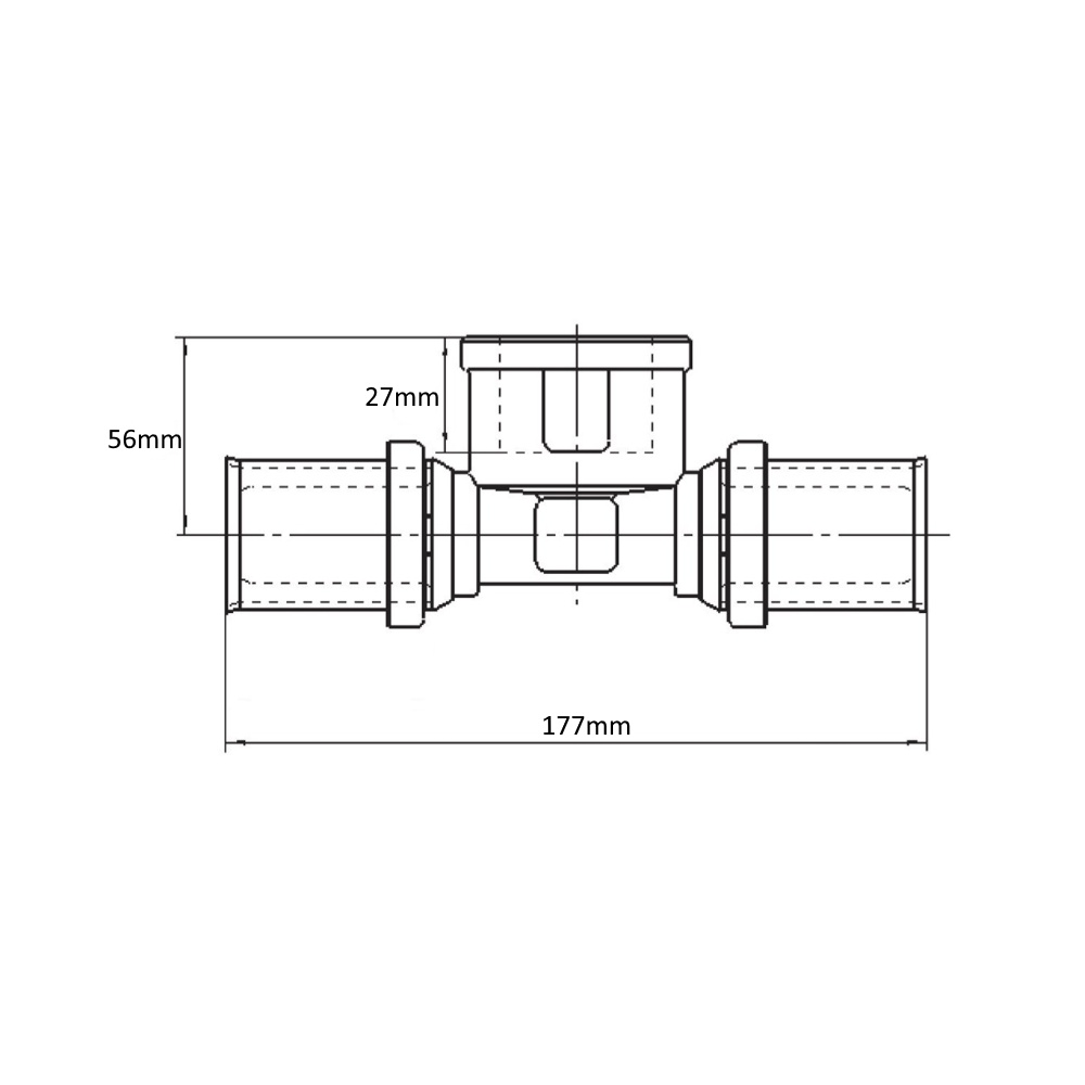 LK PressPex T-Coupling Internal Thread Branch A75xG50