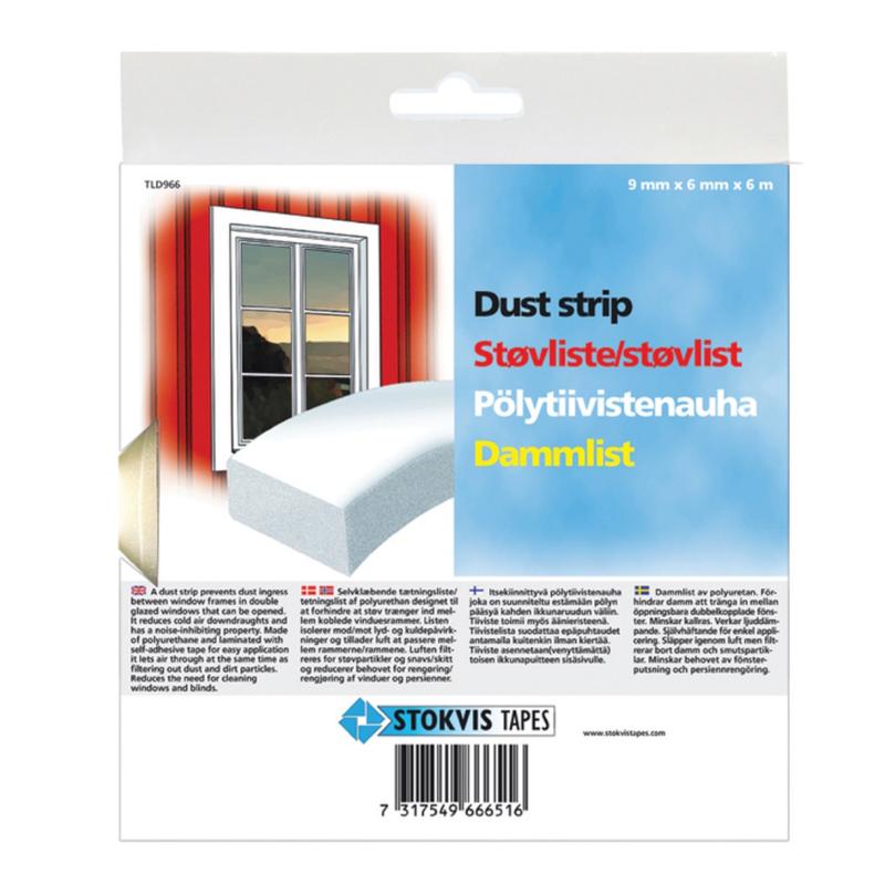 Dust Strip White 9x6mmx6m, Stokvis