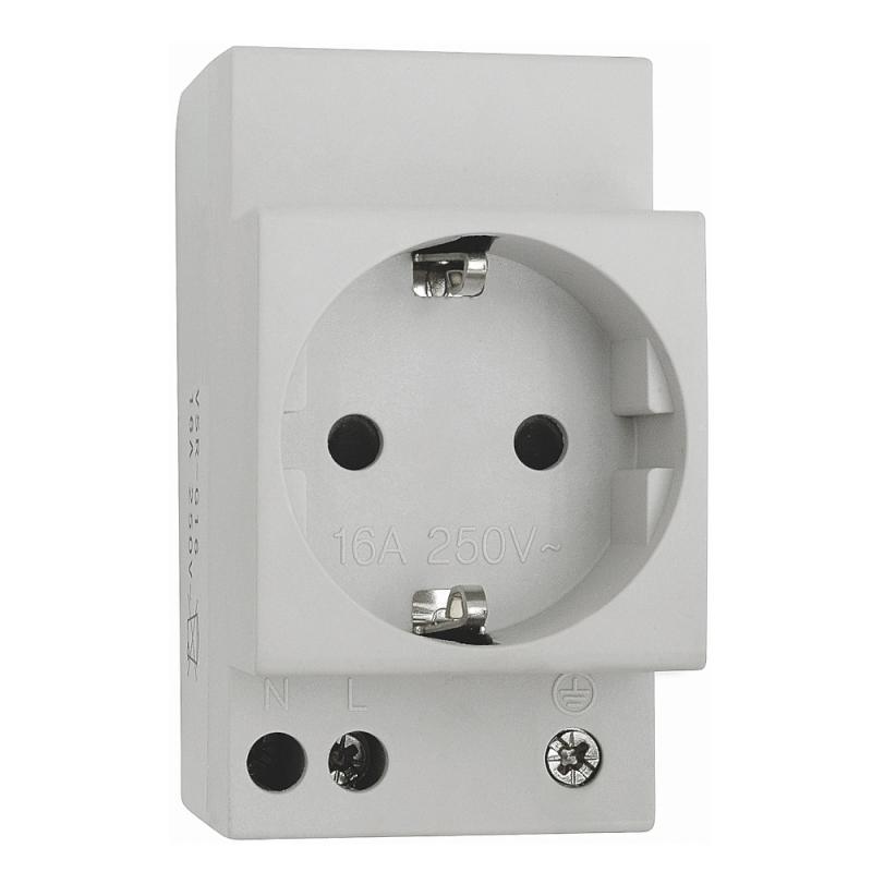 Socket for DIN Rail, 2-Pole + Ground (Schuko), Malmbergs 2149134